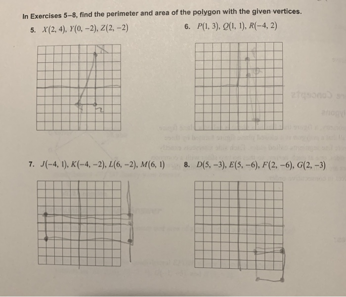 Solved In Exercises 5-8, find the perimeter and area of the | Chegg.com