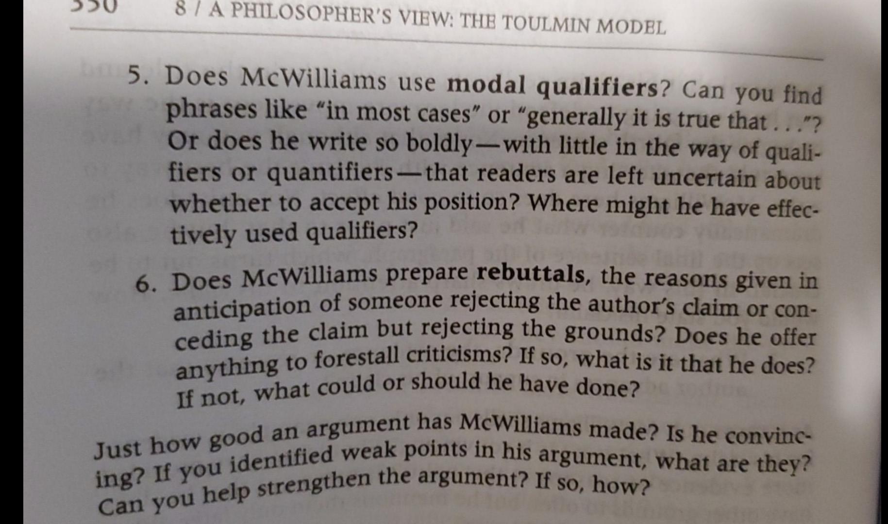 סככ 8 / A PHILOSOPHER'S VIEW: THE TOULMIN MODEL - 5. | Chegg.com
