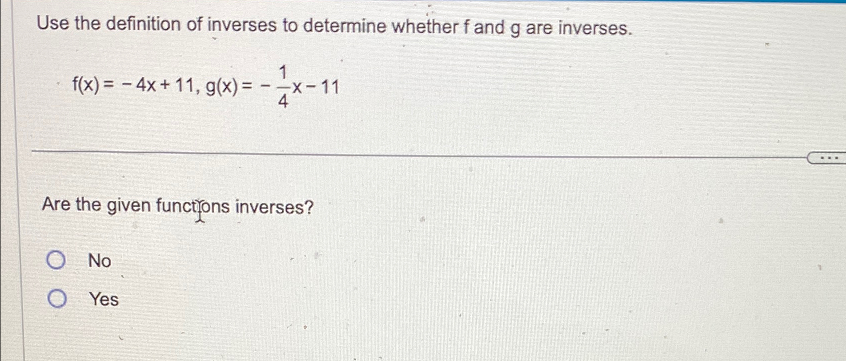 Solved Use the definition of inverses to determine whether f | Chegg.com