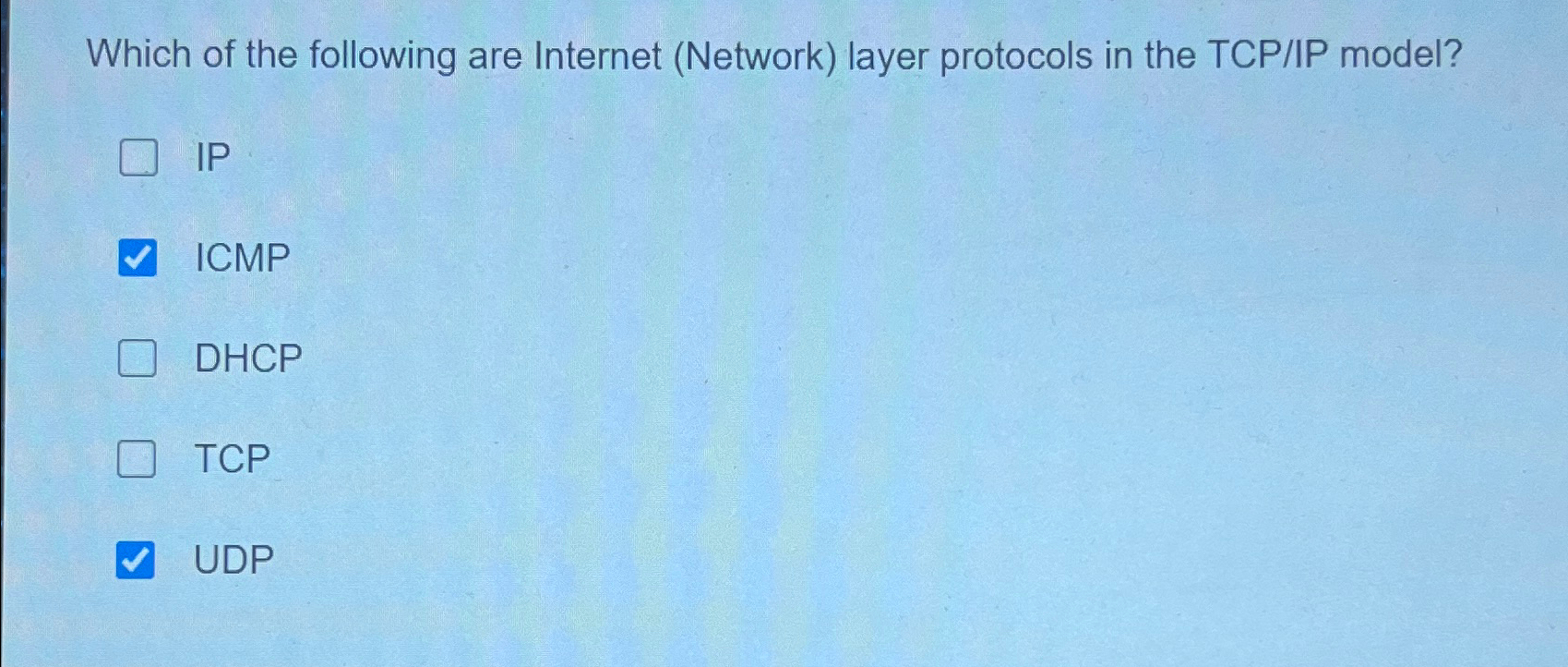 Solved Which of the following are Internet (Network) ﻿layer | Chegg.com