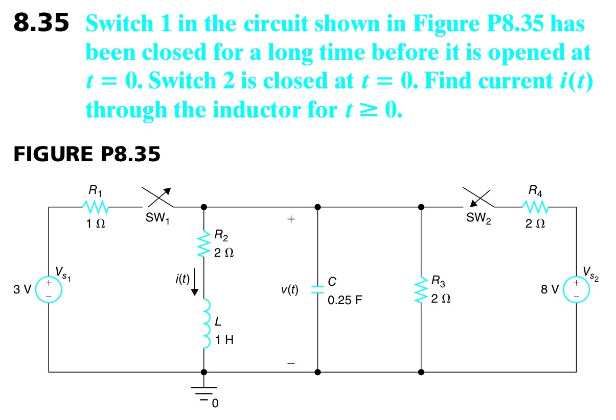 8.35 ﻿Switch 1 ﻿in the circuit shown in Figure P8.35 | Chegg.com