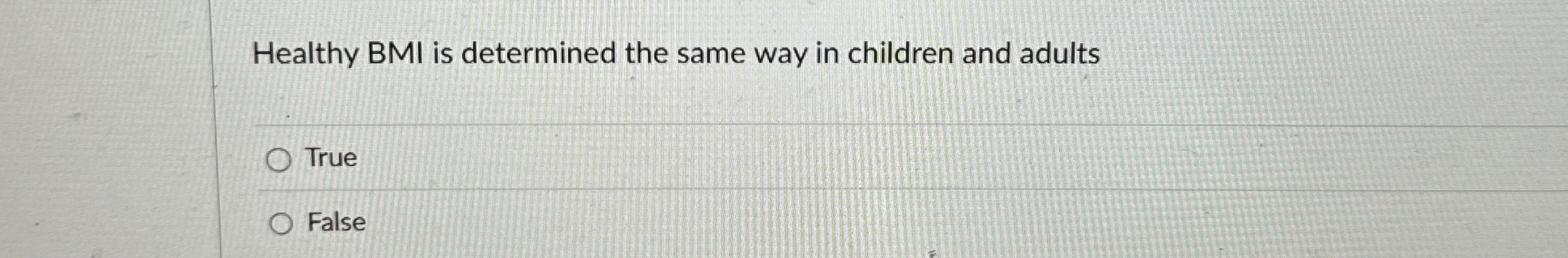 Solved Healthy BMI is determined the same way in children | Chegg.com
