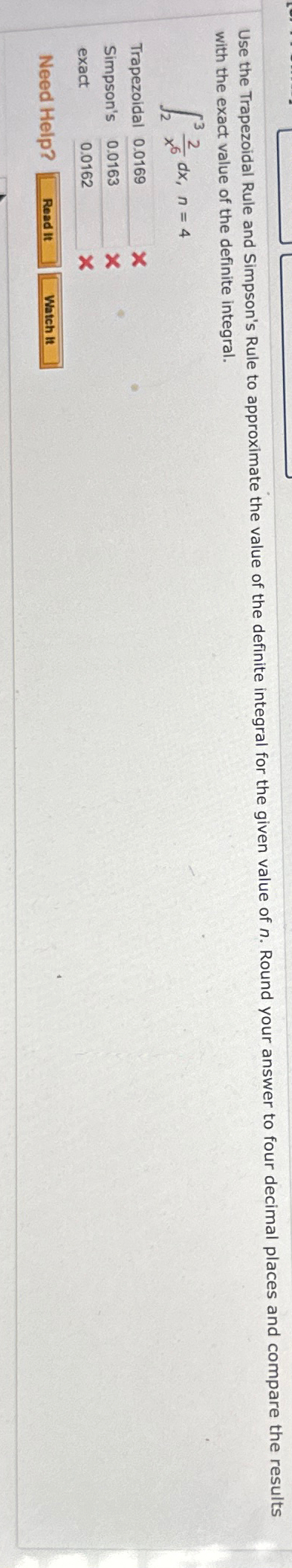 Solved Use the Trapezoidal Rule and Simpson's Rule to | Chegg.com