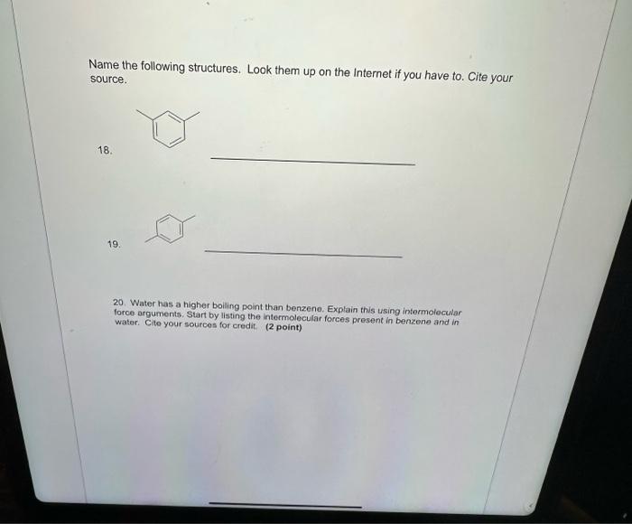 Solved Name the following structures. Look them up on the | Chegg.com