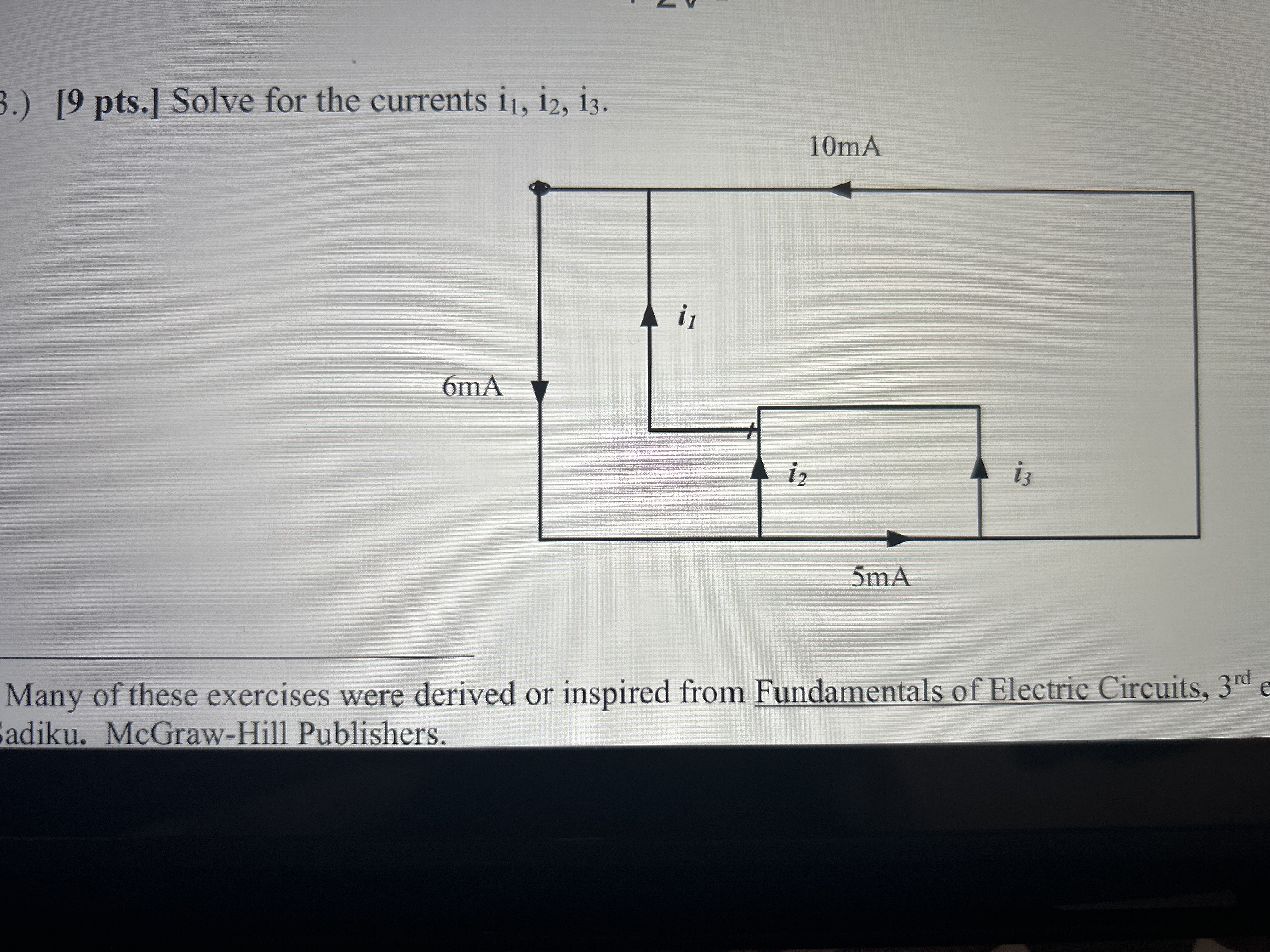 Solved I need to solve for the currents i1,i2, i3 ﻿using the | Chegg.com