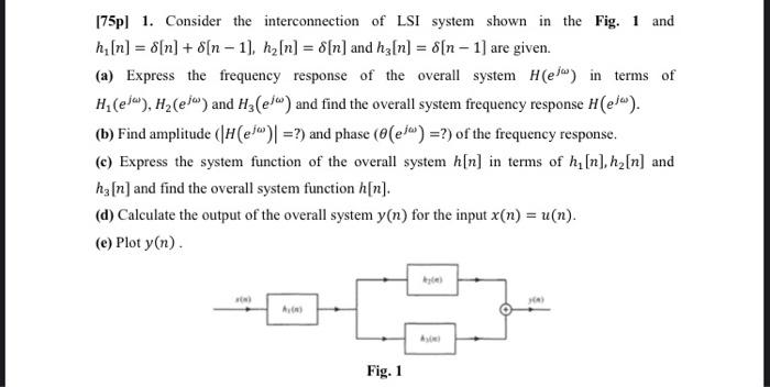 Solved 175p) 1. Consider the interconnection of LSI system | Chegg.com