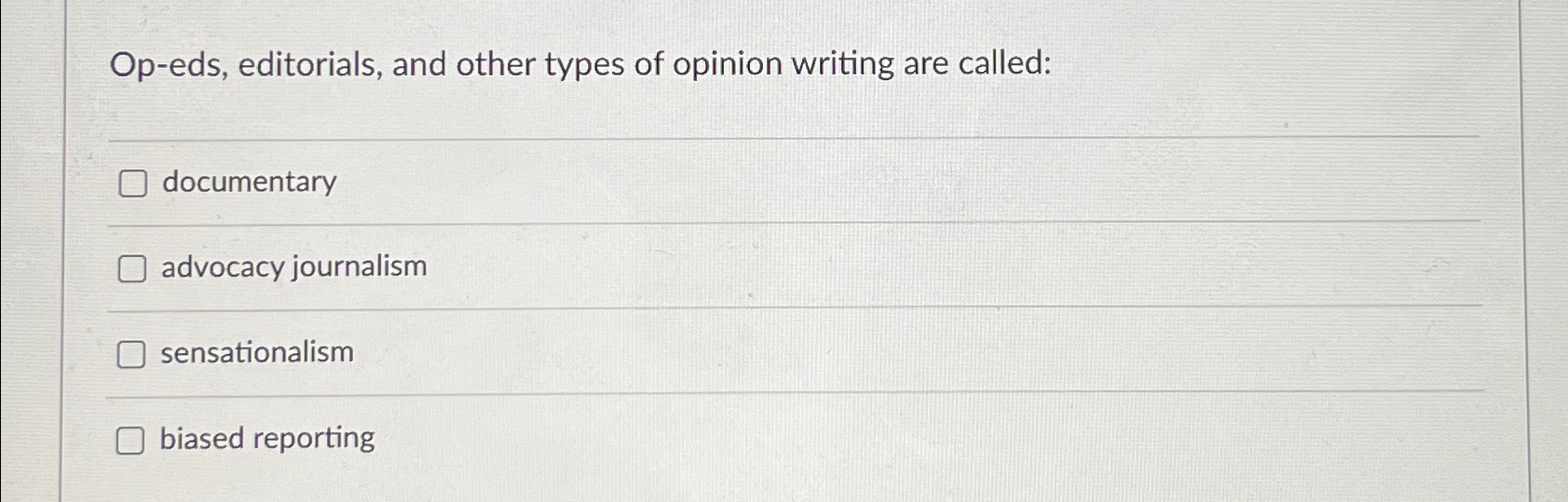 Solved Op-eds, editorials, and other types of opinion | Chegg.com