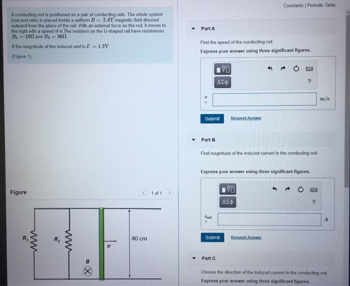 Solved Constants Periodic Table A conducting rod is | Chegg.com