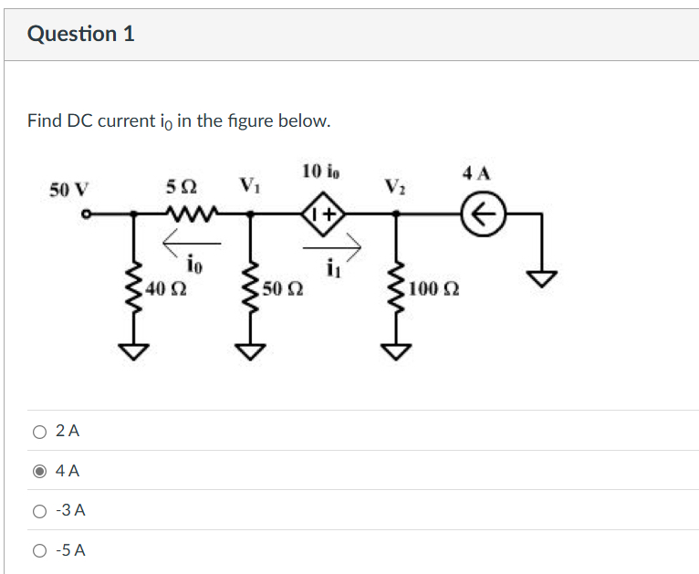 Solved Question 1Find DC current i0 ﻿in the figure below.2 | Chegg.com