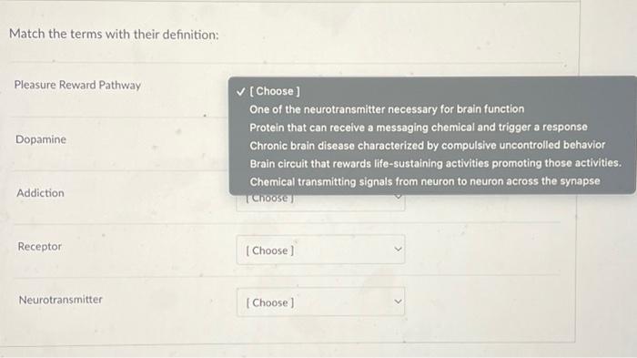 Solved Match the terms with their definition: Pleasure | Chegg.com