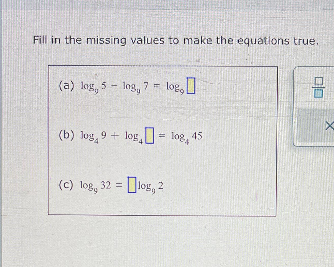 Solved Fill in the missing values to make the equations | Chegg.com