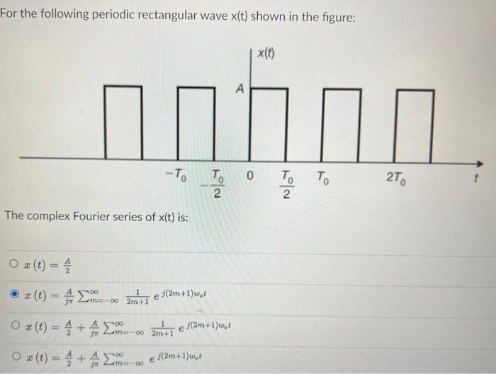 Solved For the following periodic rectangular wave x(t) | Chegg.com