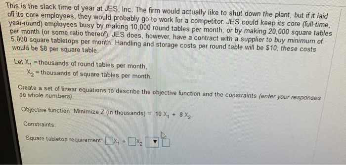Solved This is the slack time of year at JES, Inc. The firm | Chegg.com