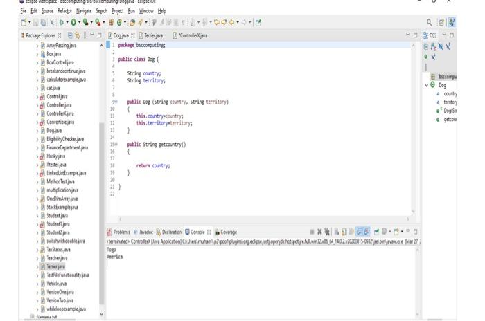 Solved Create a Dog class in Java as follows Create a | Chegg.com