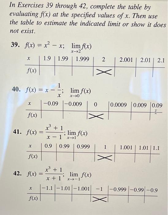 Solved In Exercises 39 through 42, complete the table by | Chegg.com