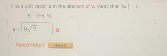 Solved Find a unit vector u in the direction of v. Verify | Chegg.com