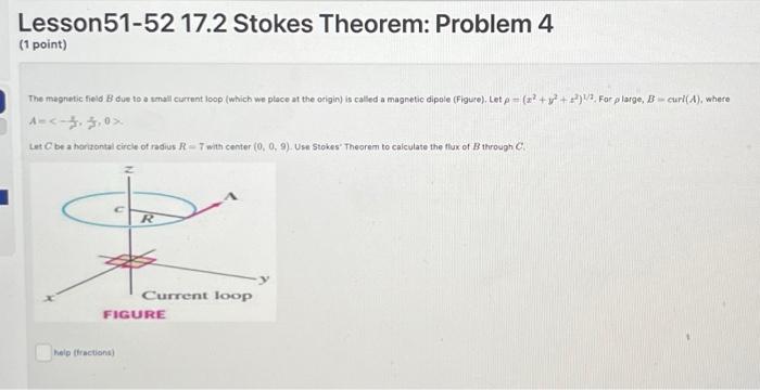 Solved Lesson51-52 17.2 Stokes Theorem: Problem 4 (1 point) | Chegg.com