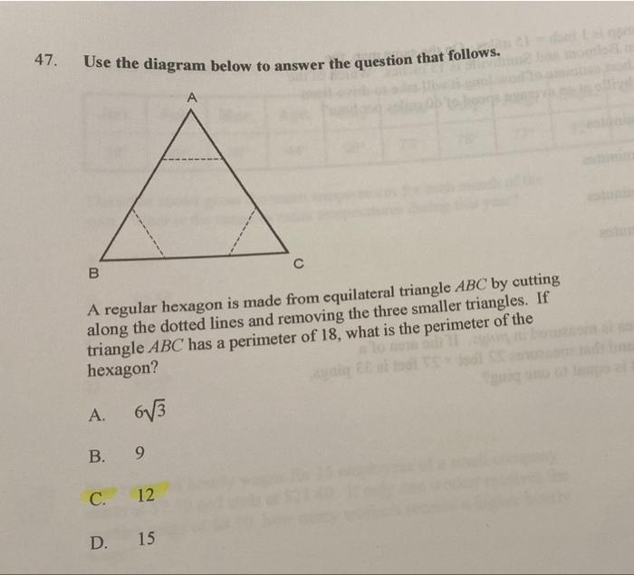 Solved 47. Use the diagram below to answer the question that | Chegg.com