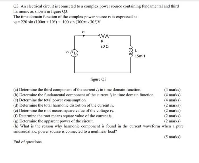Solved Q3. An electrical circuit is connected to a complex | Chegg.com