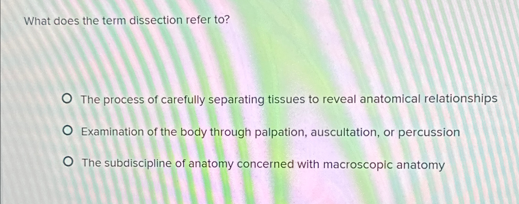 Solved What does the term dissection refer to?The process of | Chegg.com