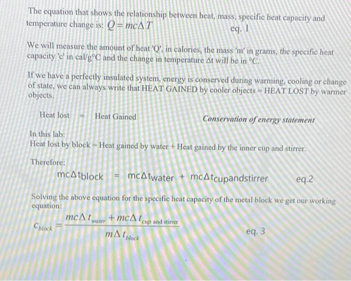 Solved 1. Write and remember equation 1. 2. In equation 1, | Chegg.com