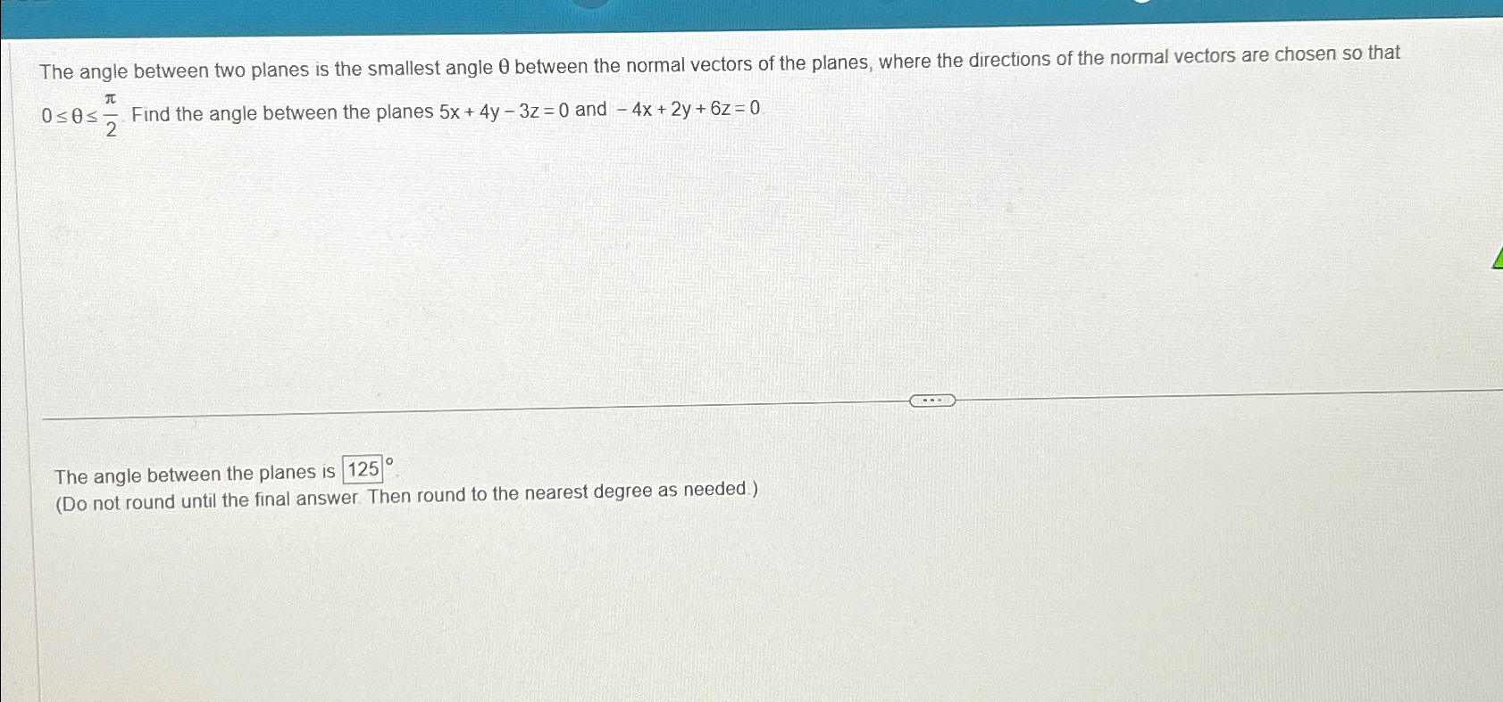 Solved The angle between two planes is the smallest angle θ | Chegg.com