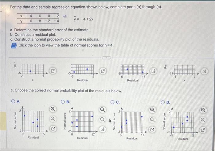 Solved For the data and sample regression equation shown | Chegg.com