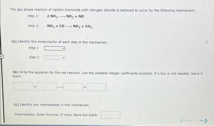Solved The gas phase reaction of carbon monoxide with | Chegg.com