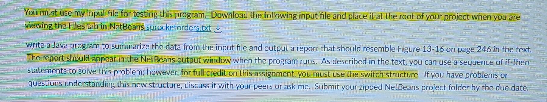 Solved You must use my input file for testing this program. | Chegg.com