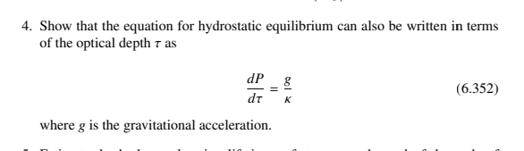 Solved Show that the equation for hydrostatic equilibrium | Chegg.com