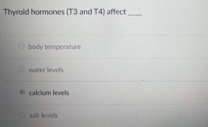 Solved Thyroid hormones (T3 and T4) affect body temperature | Chegg.com