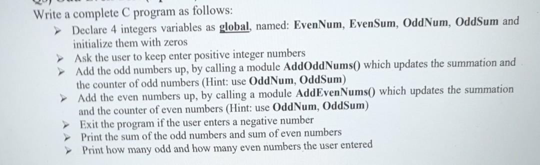 Solved Write a complete C program as follows: Declare 4 | Chegg.com
