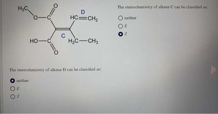 Solved Classify the indicated alkenes in terms of E/Z | Chegg.com