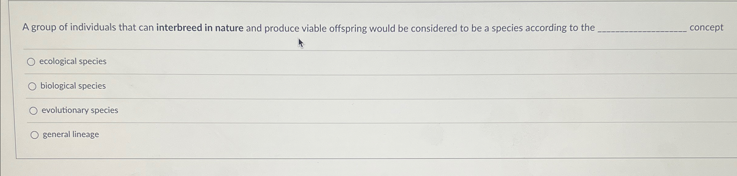 Solved A group of individuals that can interbreed in nature | Chegg.com