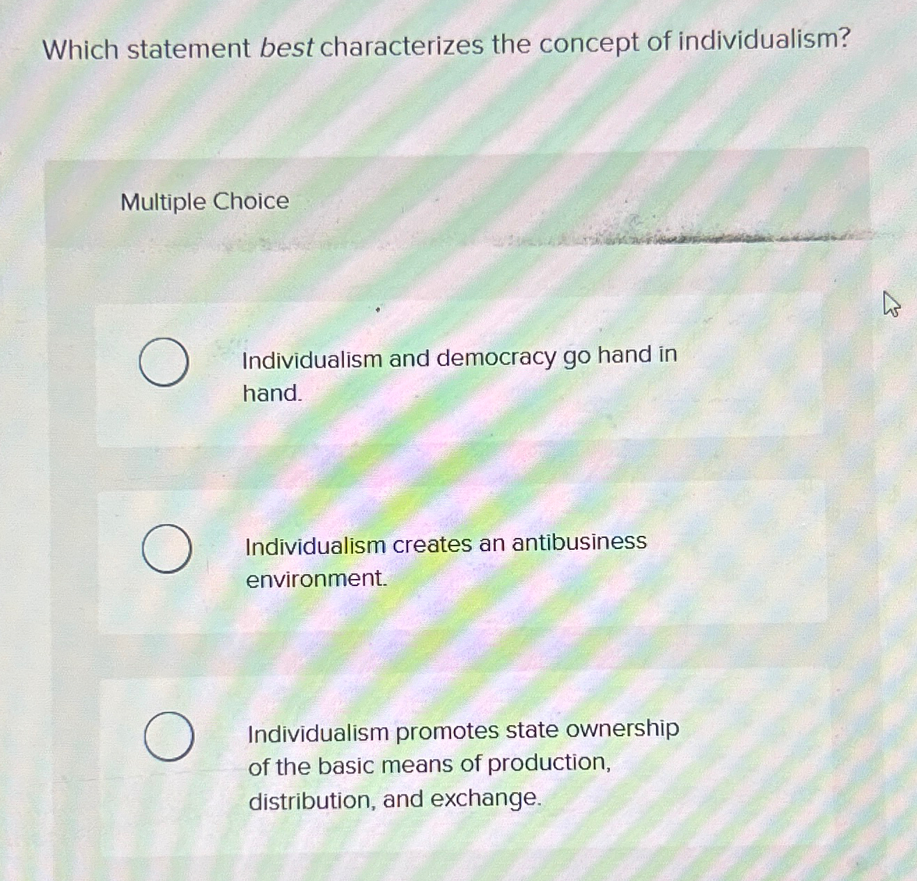 Solved Which statement best characterizes the concept of | Chegg.com