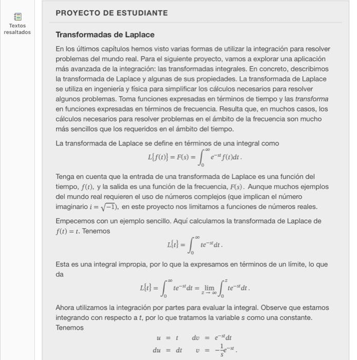 Solved Transformadas de Laplace En los últimos capitulos | Chegg.com