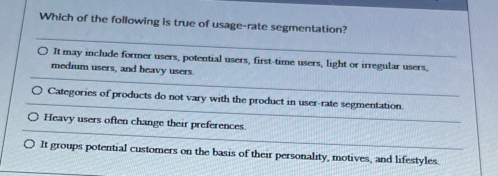 Solved Which of the following is true of usage-rate | Chegg.com