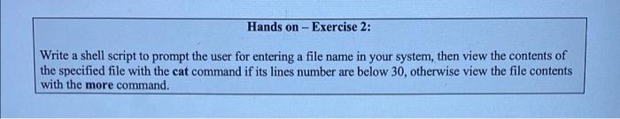 Solved Hands on - Exercise 2: Write a shell script to prompt | Chegg.com
