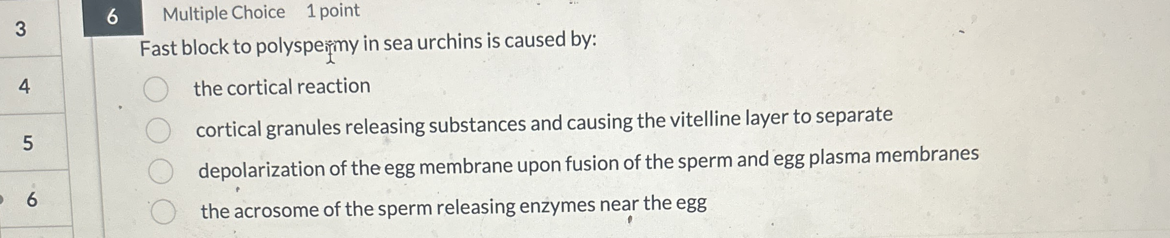 Solved 36Multiple Choice1 ﻿pointFast block to polysperimy in | Chegg.com