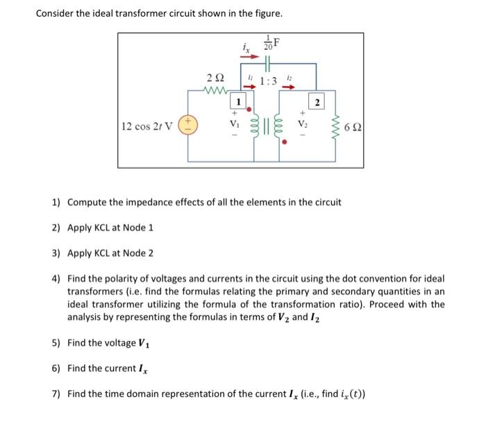 Solved Consider the ideal transformer circuit shown in the | Chegg.com