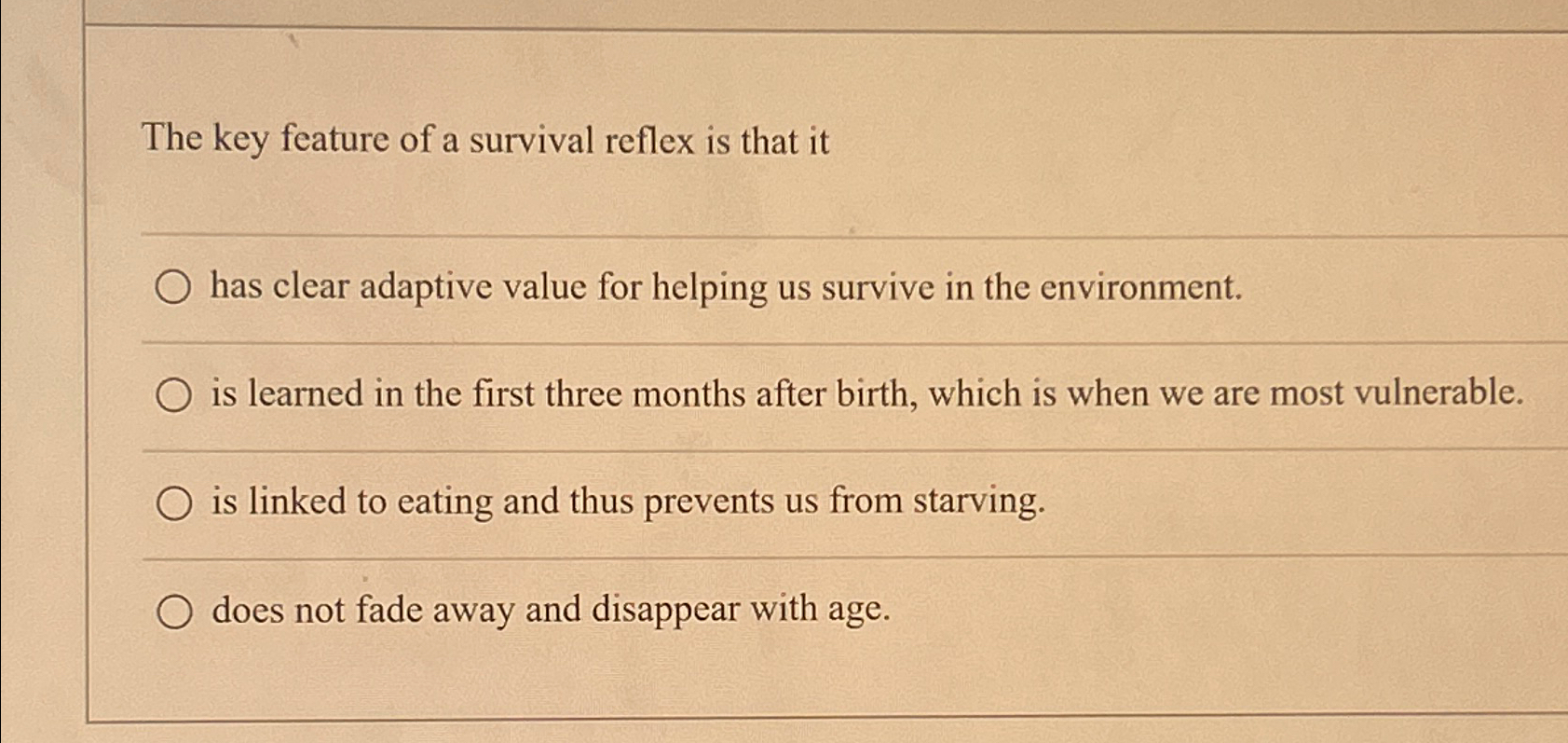 The key feature of a survival reflex is that ithas | Chegg.com