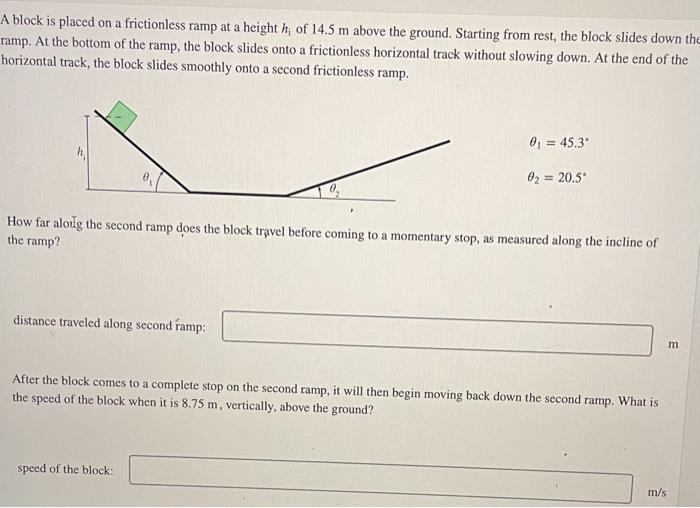 Solved A block is placed on a frictionless ramp at a height | Chegg.com