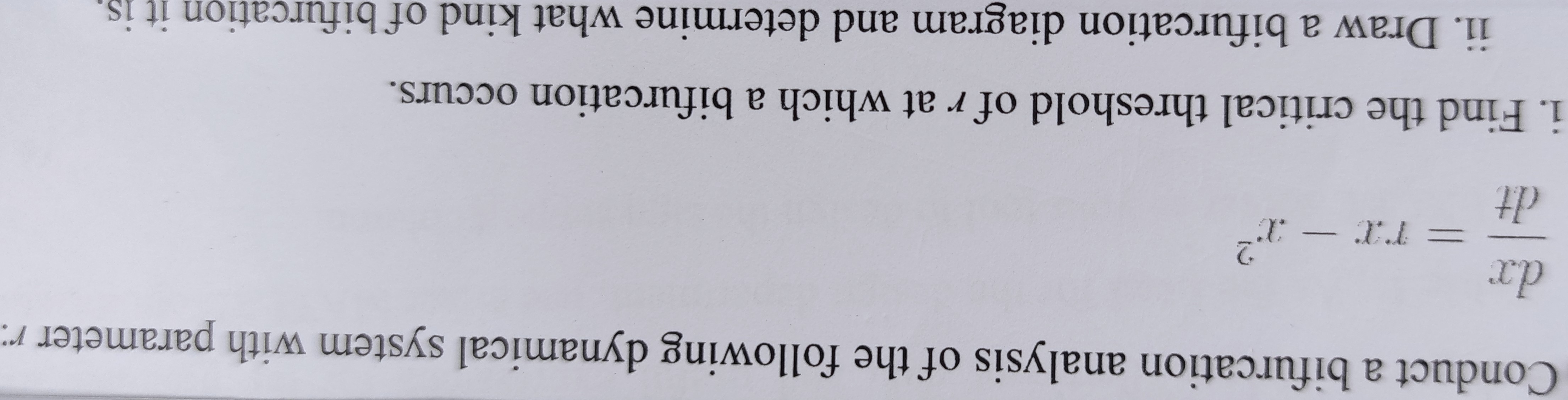 Solved Conduct a bifurcation analysis of the following | Chegg.com