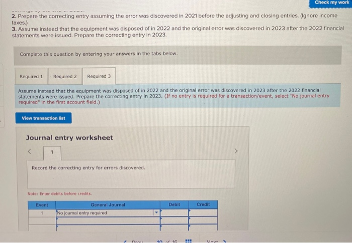 Solved Check my om Exercise 11-26 (Algo) Error correction | Chegg.com