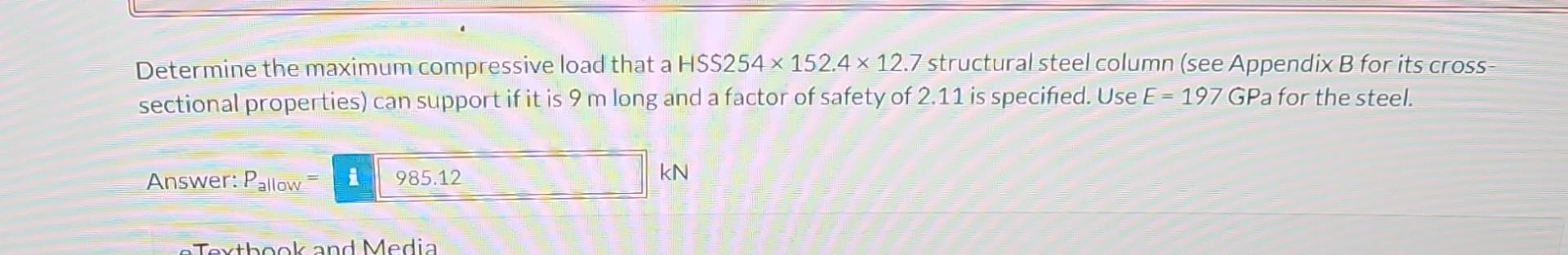 Solved Determine the maximum compressive load that a HSS254 | Chegg.com
