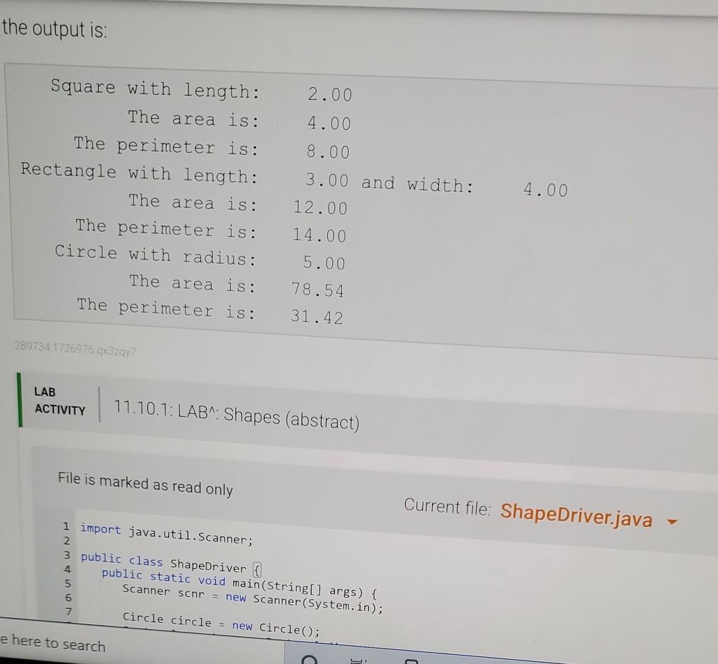 Solved Write an abstract superclass encapsulating a shape. A | Chegg.com