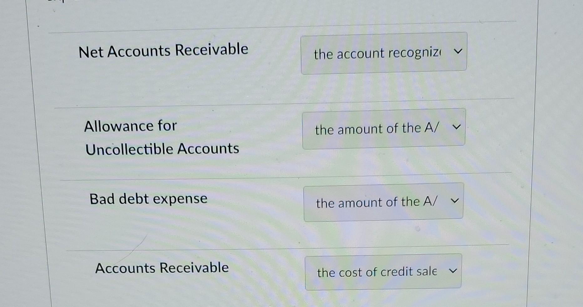 Net Accounts Receivable Allowance for Uncollectible | Chegg.com