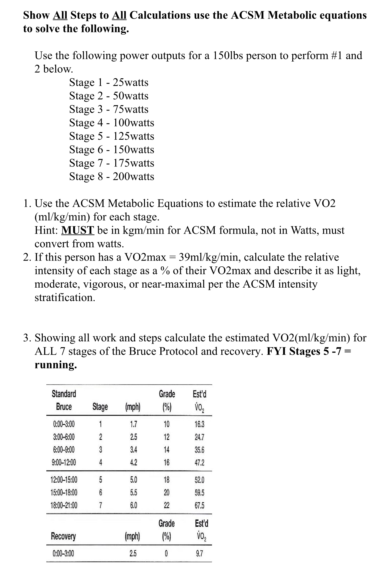 Solved Show All Steps to All Calculations use the ACSM | Chegg.com