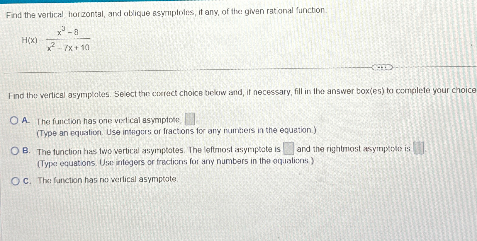 Solved Find the vertical, horizontal, and oblique | Chegg.com