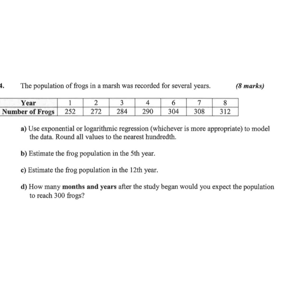 Solved How can I figure out...The population of frogs in a | Chegg.com